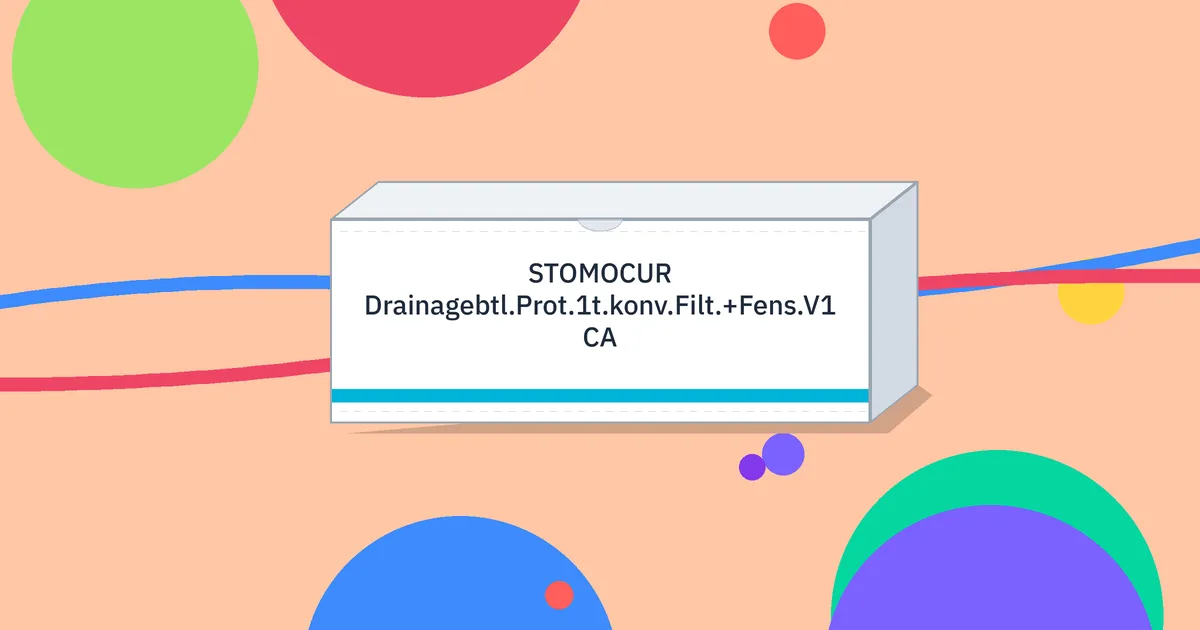 Symbolbild: Packung mit der Aufschrift STOMOCUR Drainagebtl.Prot.1t.konv.Filt.+Fens.V1 CA (PZN 18884293) – Verfügbarkeit und Bezug in Apotheken in Frankfurt am Main