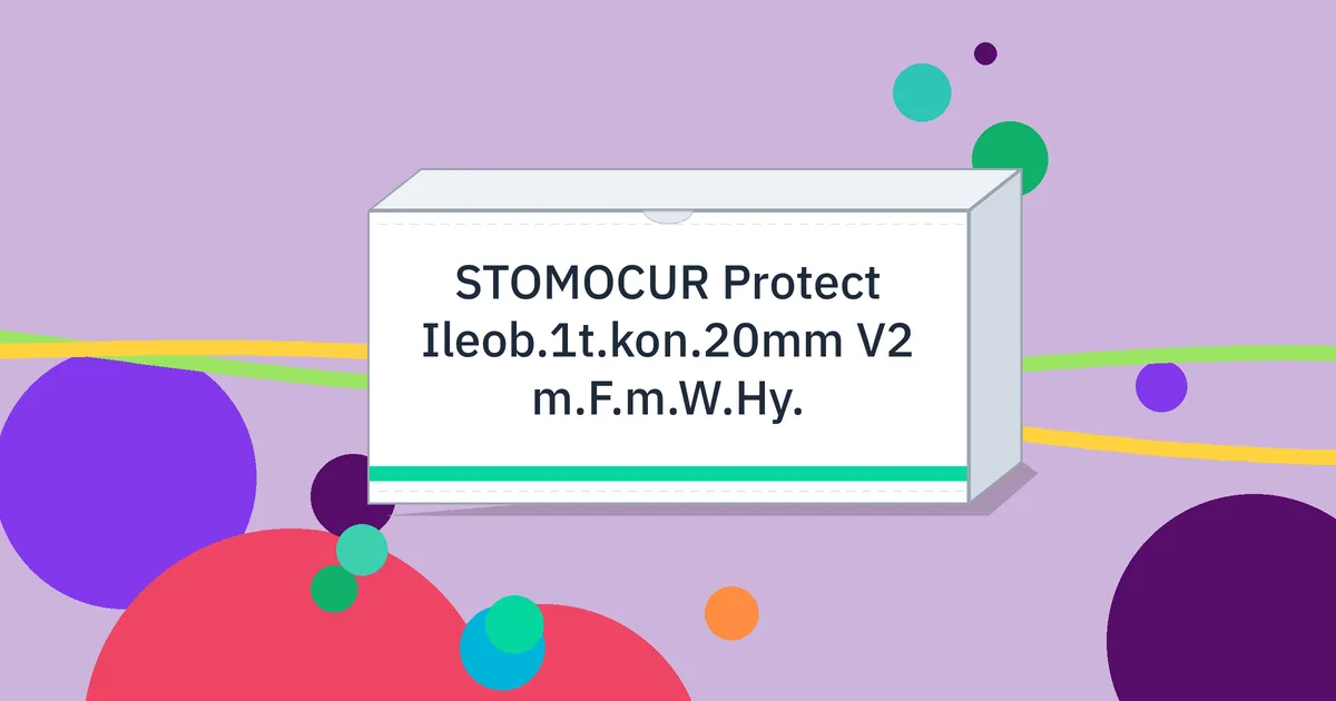 Symbolbild: Packung mit der Aufschrift STOMOCUR Protect Ileob.1t.kon.20mm V2 m.F.m.W.Hy. (PZN 14360185) – Verfügbarkeit und Bezug in Apotheken in Frankfurt am Main