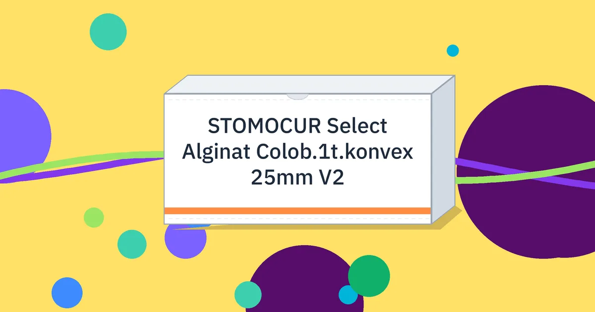 Symbolbild: Packung mit der Aufschrift STOMOCUR Select Alginat Colob.1t.konvex 25mm V2 (PZN 18198540) – Verfügbarkeit und Bezug in Apotheken in Frankfurt am Main