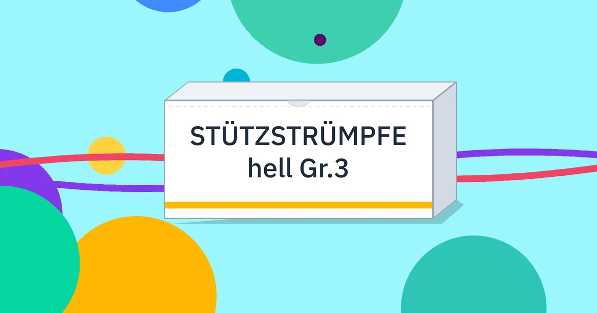 Symbolbild: Packung mit der Aufschrift STÜTZSTRÜMPFE hell Gr.3 (PZN 01978825) – Verfügbarkeit und Bezug in Apotheken in Frankfurt am Main