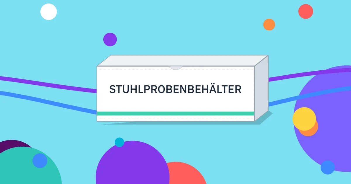 Symbolbild: Packung mit der Aufschrift STUHLPROBENBEHÄLTER (PZN 02444652) – Verfügbarkeit und Bezug in Apotheken in Frankfurt am Main