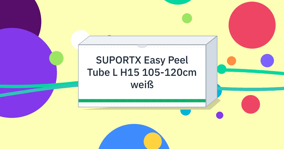 Symbolbild: Packung mit der Aufschrift SUPORTX Easy Peel Tube L H15 105-120cm weiß (PZN 09486547) – Verfügbarkeit und Bezug in Apotheken in Frankfurt am Main