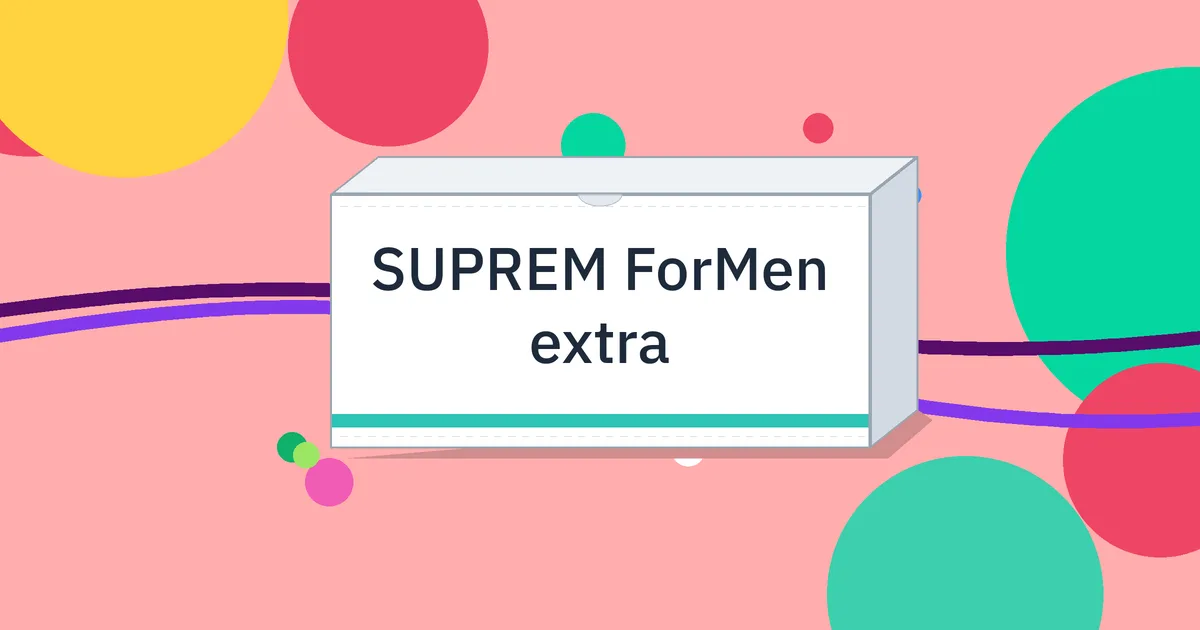 Symbolbild: Packung mit der Aufschrift SUPREM ForMen extra (PZN 11638243) – Verfügbarkeit und Bezug in Apotheken in Frankfurt am Main