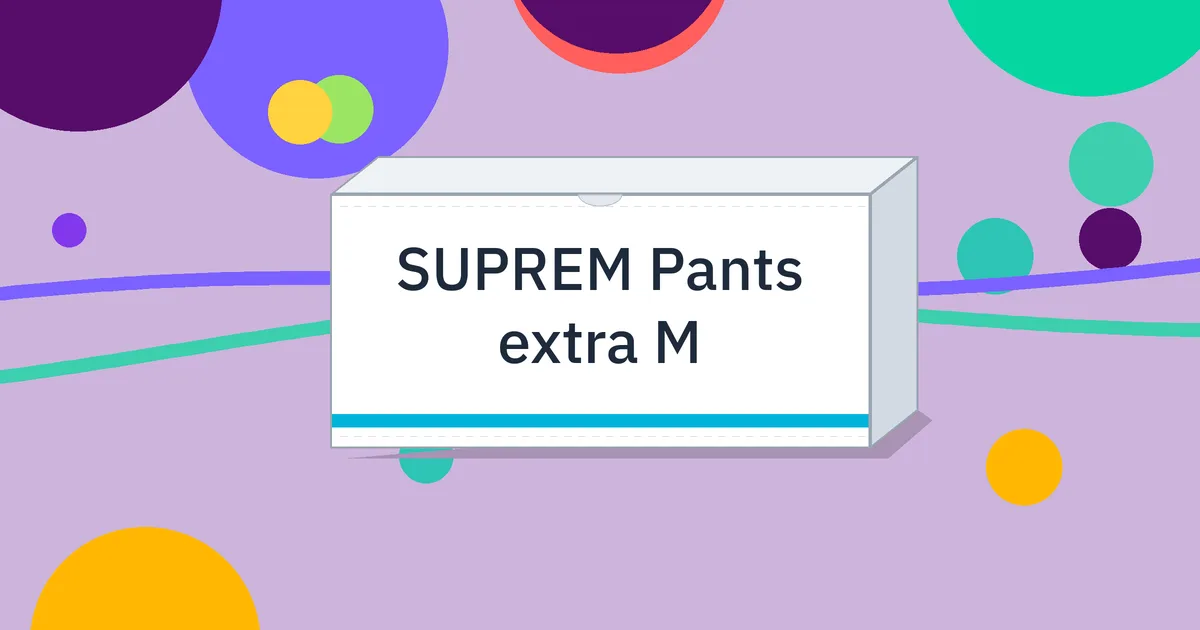 Symbolbild: Packung mit der Aufschrift SUPREM Pants extra M (PZN 08836318) – Verfügbarkeit und Bezug in Apotheken in Frankfurt am Main