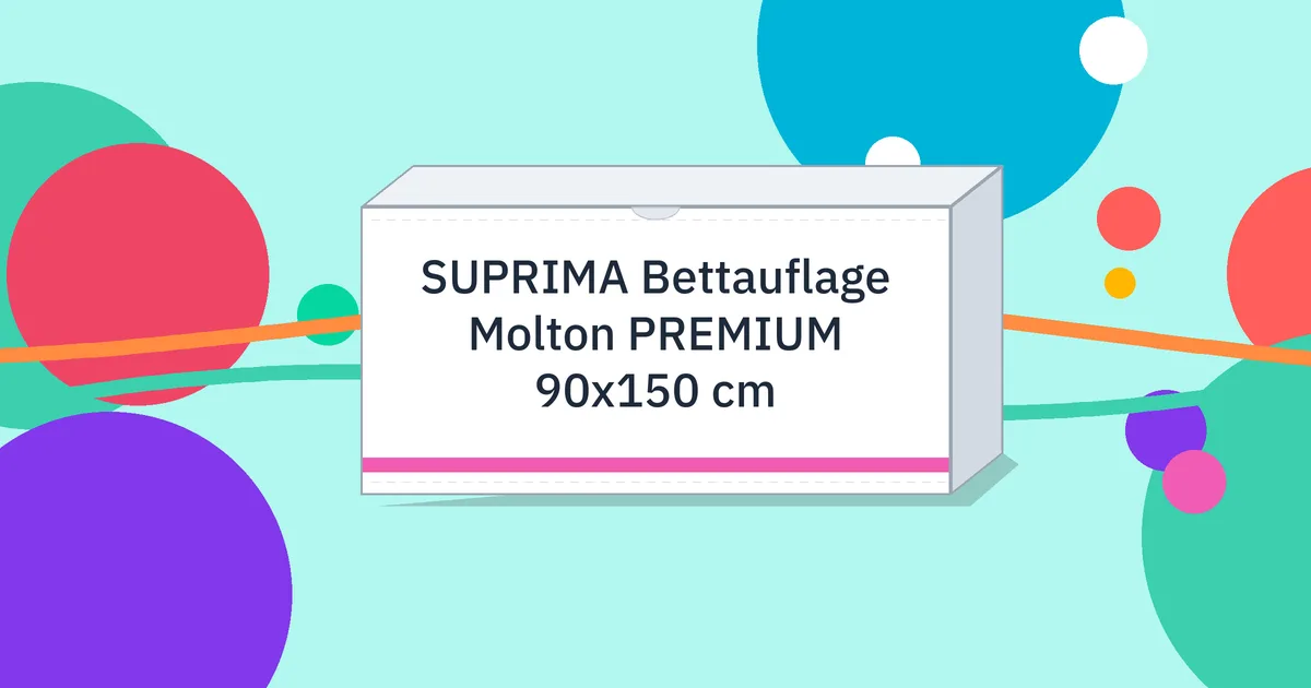 Symbolbild: Packung mit der Aufschrift SUPRIMA Bettauflage Molton PREMIUM 90x150 cm (PZN 09949579) – Verfügbarkeit und Bezug in Apotheken in Frankfurt am Main