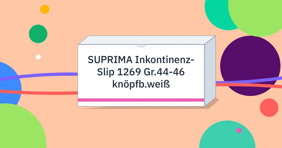 Symbolbild: Packung mit der Aufschrift SUPRIMA Inkontinenz-Slip 1269 Gr.44-46 knöpfb.weiß (PZN 08420138) – Verfügbarkeit und Bezug in Apotheken in Frankfurt am Main
