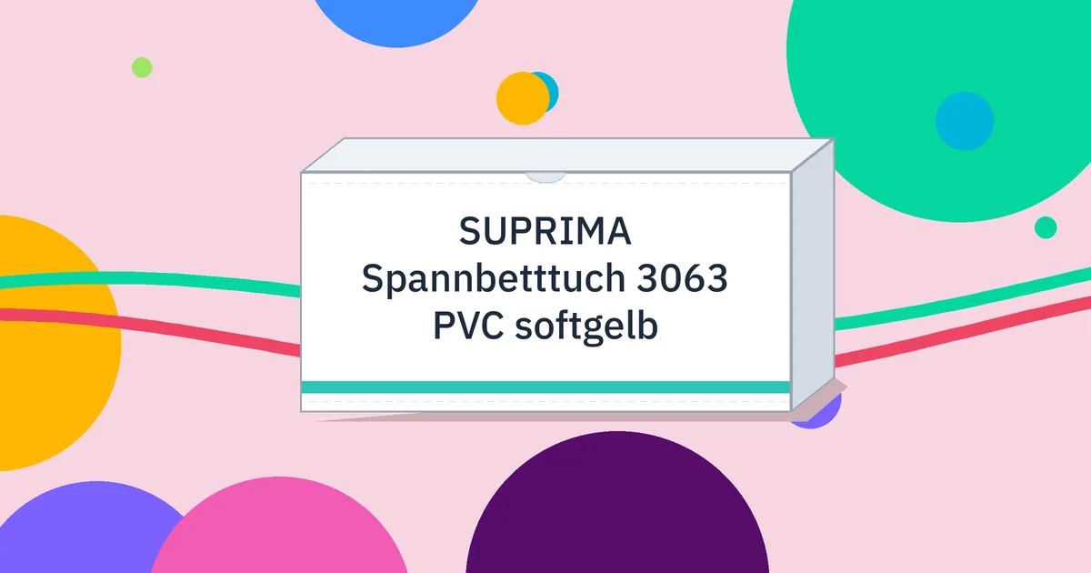 Symbolbild: Packung mit der Aufschrift SUPRIMA Spannbetttuch 3063 PVC softgelb (PZN 02211669) – Verfügbarkeit und Bezug in Apotheken in Frankfurt am Main