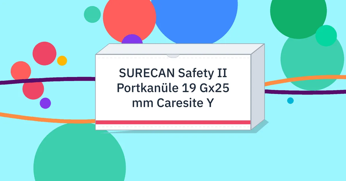 Symbolbild: Packung mit der Aufschrift SURECAN Safety II Portkanüle 19 Gx25 mm Caresite Y (PZN 12647416) – Verfügbarkeit und Bezug in Apotheken in Frankfurt am Main
