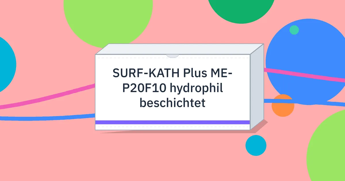 Symbolbild: Packung mit der Aufschrift SURF-KATH Plus ME-P20F10 hydrophil beschichtet (PZN 07009493) – Verfügbarkeit und Bezug in Apotheken in Frankfurt am Main