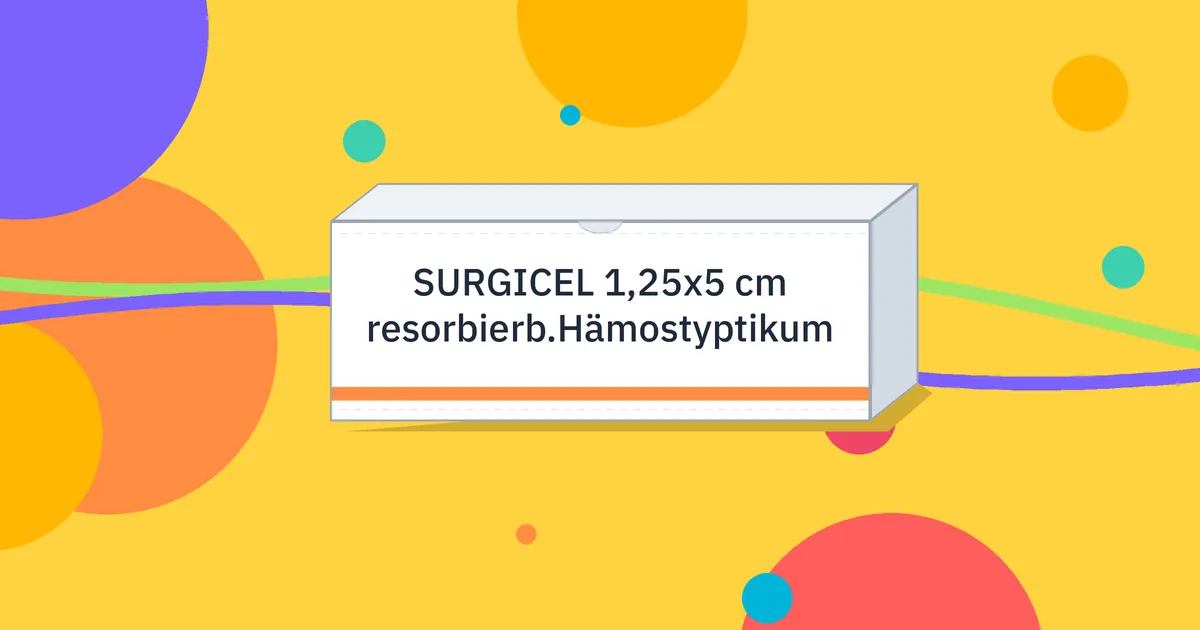 Symbolbild: Packung mit der Aufschrift SURGICEL 1,25x5 cm resorbierb.Hämostyptikum (PZN 18798984) – Verfügbarkeit und Bezug in Apotheken in Frankfurt am Main