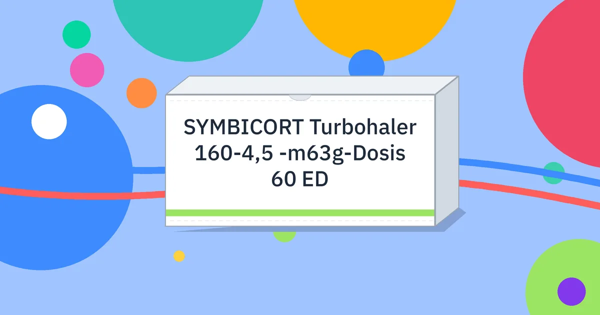 Symbolbild: Packung mit der Aufschrift SYMBICORT Turbohaler 160-4,5 -m63g-Dosis 60 ED (PZN 18047634) – Verfügbarkeit und Bezug in Apotheken in Frankfurt am Main