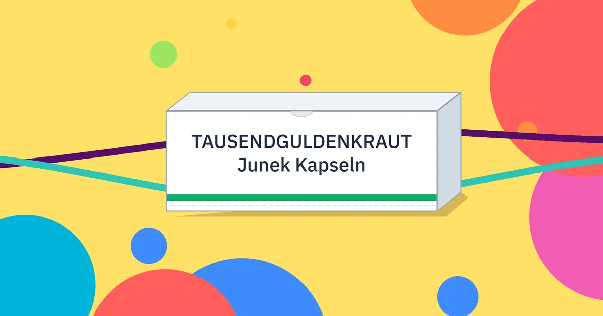 Symbolbild: Packung mit der Aufschrift TAUSENDGULDENKRAUT Junek Kapseln (PZN 10053256) – Verfügbarkeit und Bezug in Apotheken in Frankfurt am Main