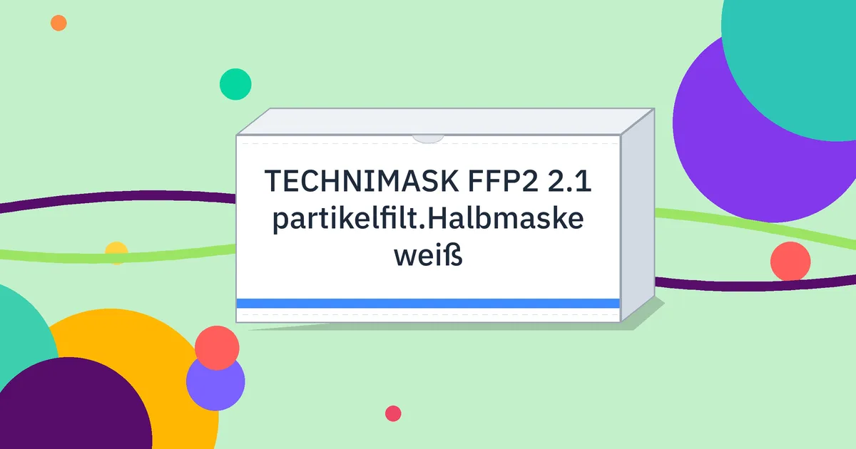 Symbolbild: Packung mit der Aufschrift TECHNIMASK FFP2 2.1 partikelfilt.Halbmaske weiß (PZN 18260569) – Verfügbarkeit und Bezug in Apotheken in Frankfurt am Main