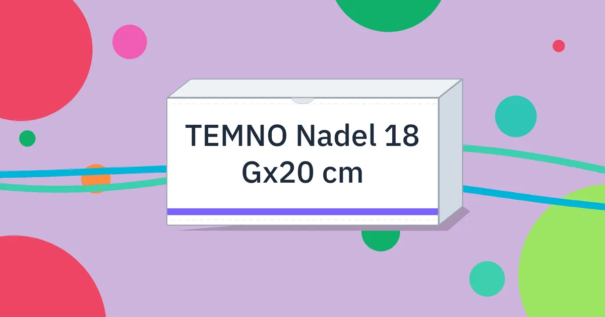 Symbolbild: Packung mit der Aufschrift TEMNO Nadel 18 Gx20 cm (PZN 18764689) – Verfügbarkeit und Bezug in Apotheken in Frankfurt am Main