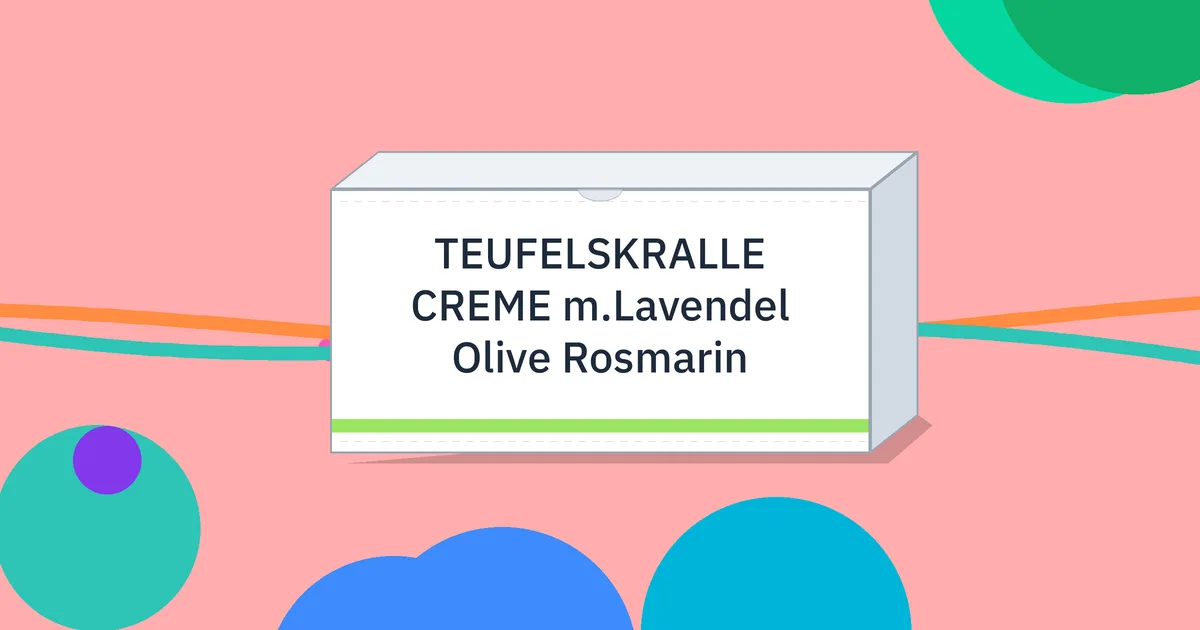 Symbolbild: Packung mit der Aufschrift TEUFELSKRALLE CREME m.Lavendel Olive Rosmarin (PZN 16204271) – Verfügbarkeit und Bezug in Apotheken in Frankfurt am Main