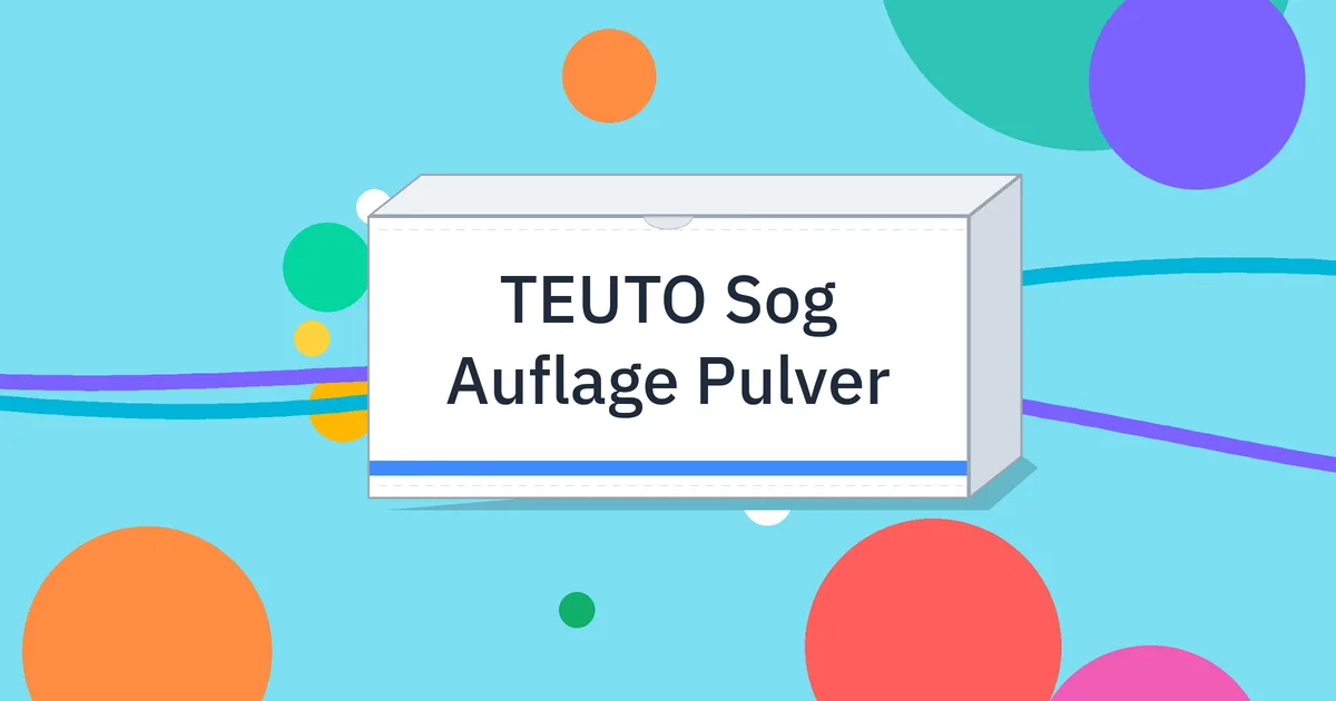 Symbolbild: Packung mit der Aufschrift TEUTO Sog Auflage Pulver (PZN 01672730) – Verfügbarkeit und Bezug in Apotheken in Frankfurt am Main