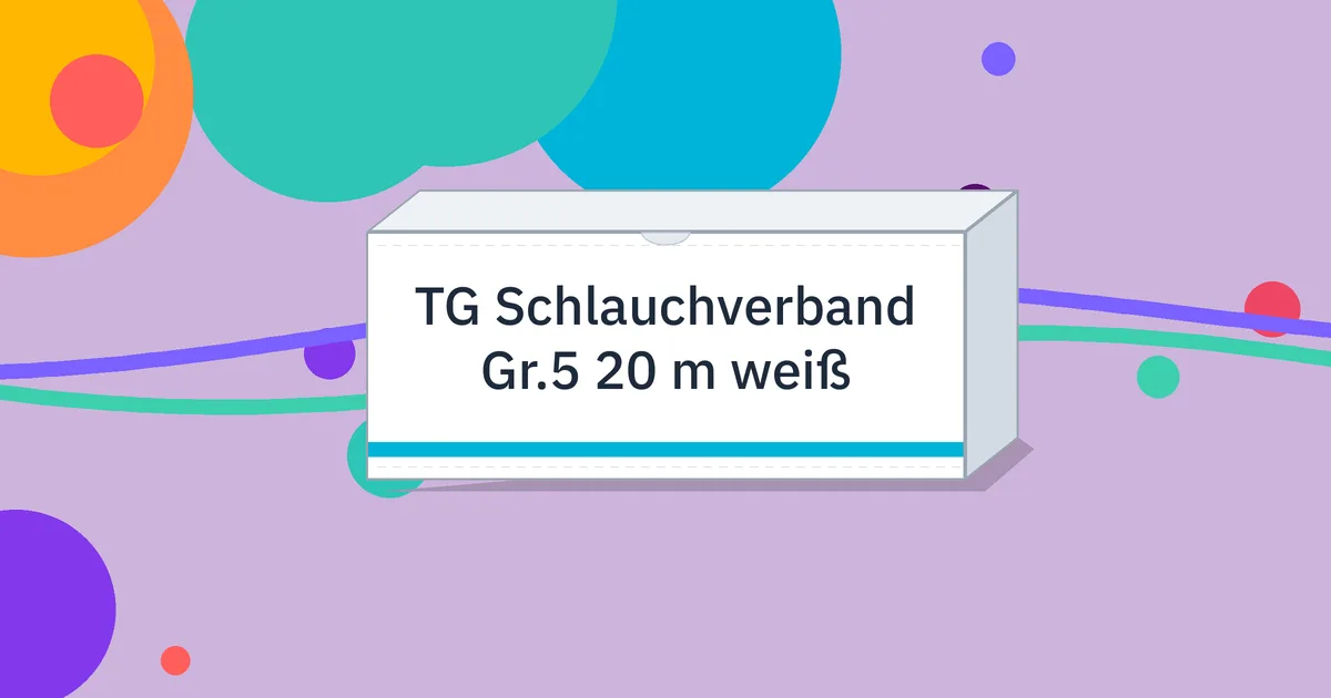 Symbolbild: Packung mit der Aufschrift TG Schlauchverband Gr.5 20 m weiß (PZN 16165341) – Verfügbarkeit und Bezug in Apotheken in Frankfurt am Main