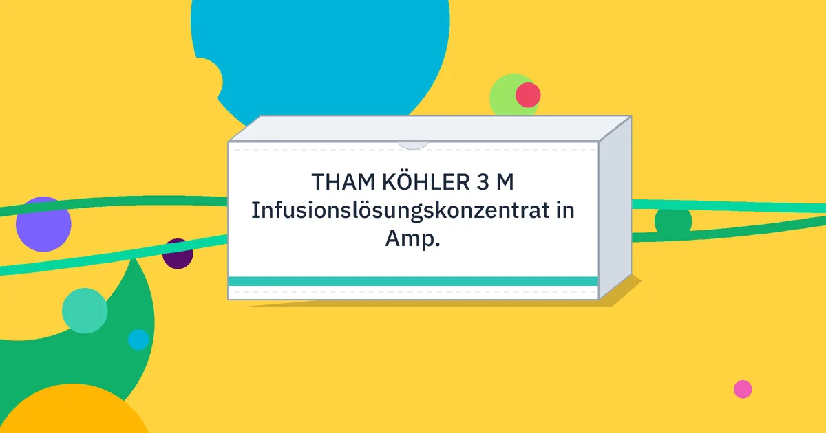 Symbolbild: Packung mit der Aufschrift THAM KÖHLER 3 M Infusionslösungskonzentrat in Amp. (PZN 04611373) – Verfügbarkeit und Bezug in Apotheken in Frankfurt am Main