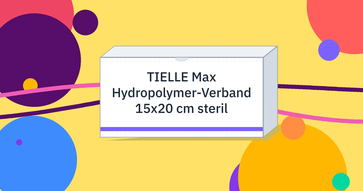 Symbolbild: Packung mit der Aufschrift TIELLE Max Hydropolymer-Verband 15x20 cm steril (PZN 05489997) – Verfügbarkeit und Bezug in Apotheken in Frankfurt am Main