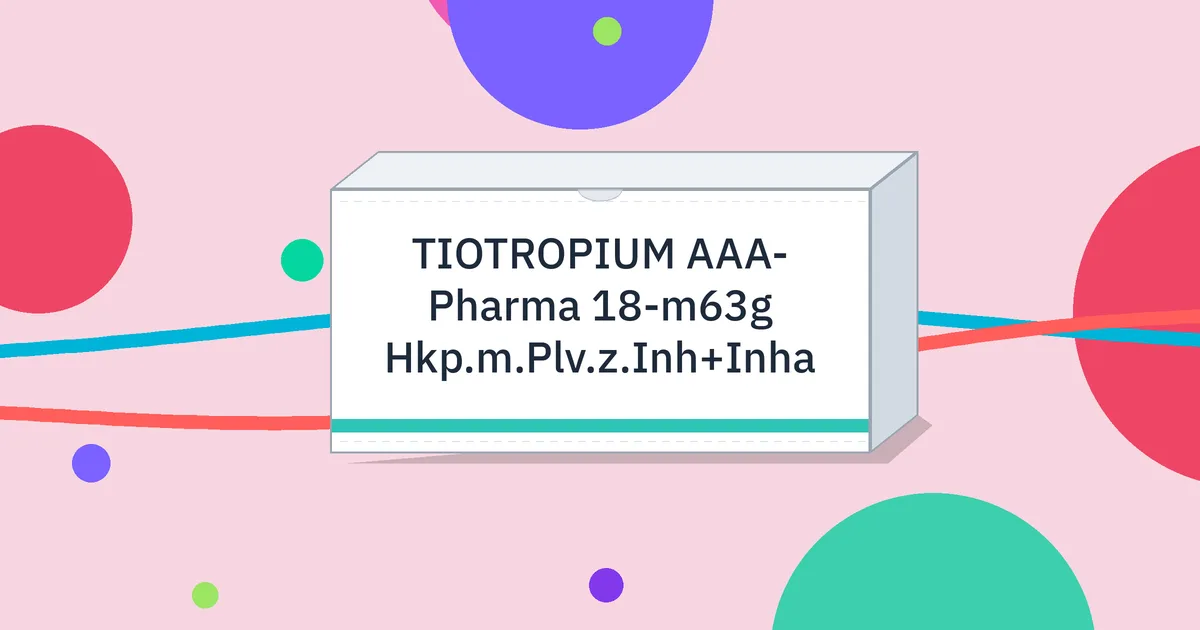Symbolbild: Packung mit der Aufschrift TIOTROPIUM AAA-Pharma 18-m63g Hkp.m.Plv.z.Inh+Inha (PZN 19403580) – Verfügbarkeit und Bezug in Apotheken in Frankfurt am Main