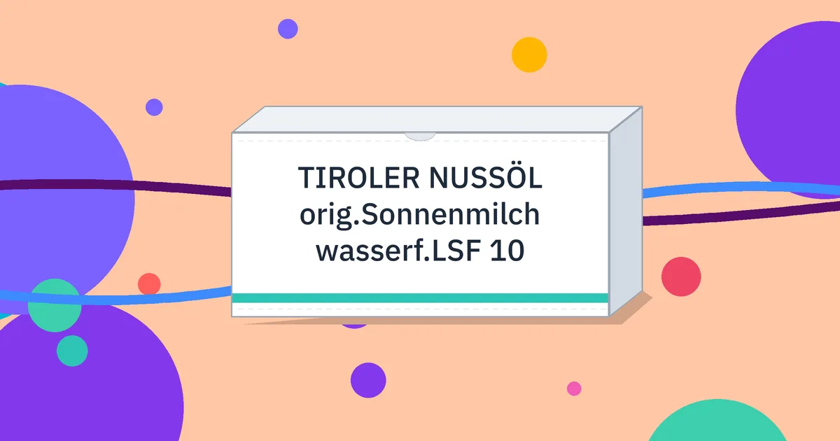 Symbolbild: Packung mit der Aufschrift TIROLER NUSSÖL orig.Sonnenmilch wasserf.LSF 10 (PZN 05960319) – Verfügbarkeit und Bezug in Apotheken in Frankfurt am Main