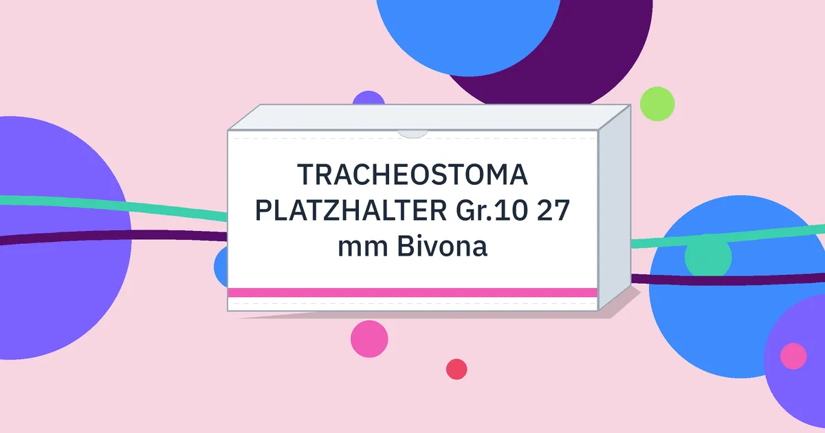 Symbolbild: Packung mit der Aufschrift TRACHEOSTOMA PLATZHALTER Gr.10 27 mm Bivona (PZN 02336833) – Verfügbarkeit und Bezug in Apotheken in Frankfurt am Main