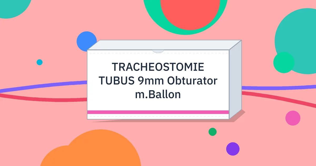 Symbolbild: Packung mit der Aufschrift TRACHEOSTOMIE TUBUS 9mm Obturator m.Ballon (PZN 01085429) – Verfügbarkeit und Bezug in Apotheken in Frankfurt am Main
