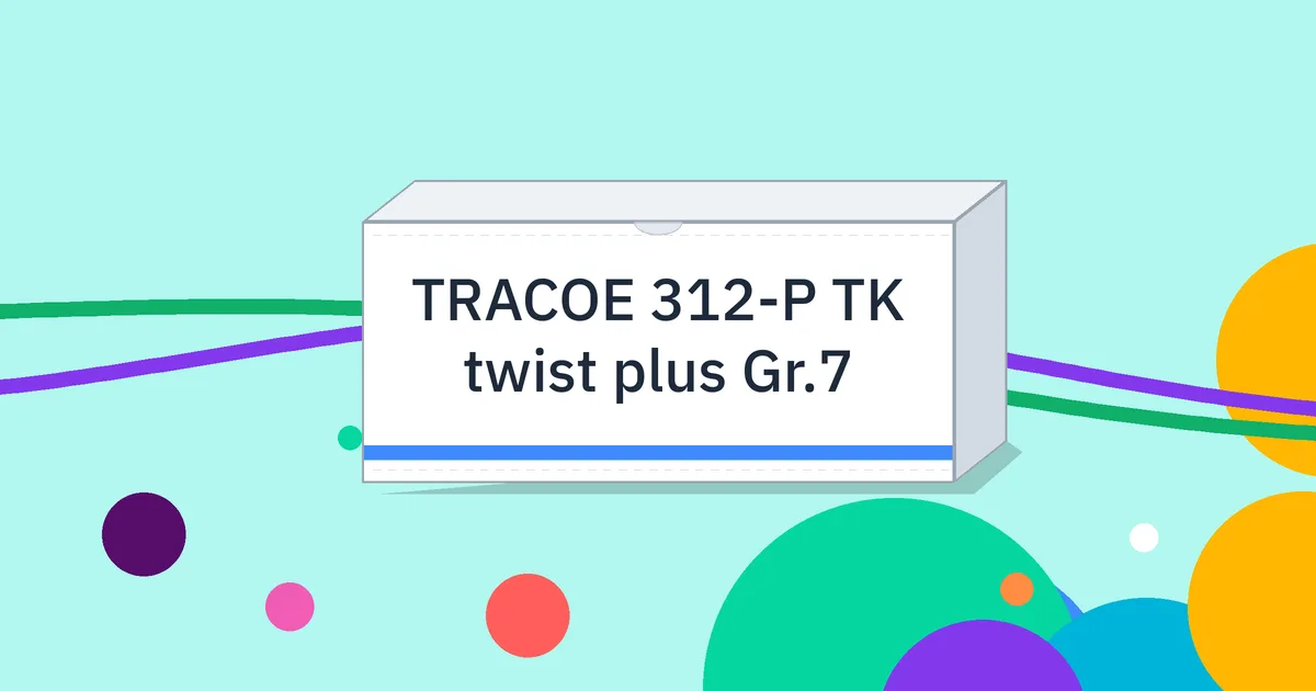 Symbolbild: Packung mit der Aufschrift TRACOE 312-P TK twist plus Gr.7 (PZN 08809988) – Verfügbarkeit und Bezug in Apotheken in Frankfurt am Main