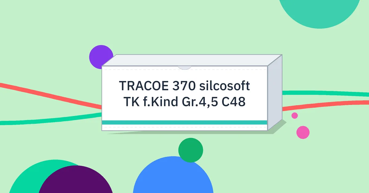 Symbolbild: Packung mit der Aufschrift TRACOE 370 silcosoft TK f.Kind Gr.4,5 C48 (PZN 14314587) – Verfügbarkeit und Bezug in Apotheken in Frankfurt am Main