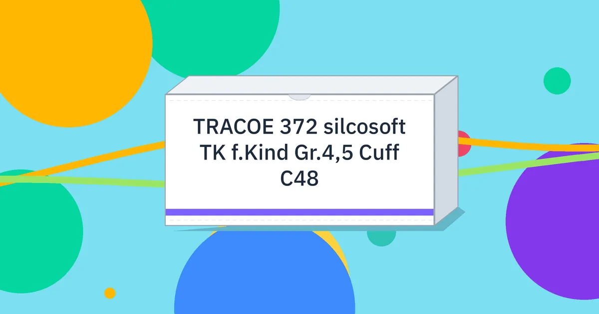 Symbolbild: Packung mit der Aufschrift TRACOE 372 silcosoft TK f.Kind Gr.4,5 Cuff C48 (PZN 14316445) – Verfügbarkeit und Bezug in Apotheken in Frankfurt am Main