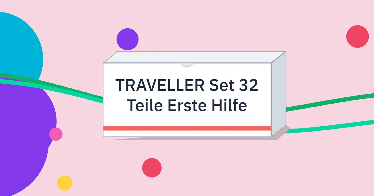 Symbolbild: Packung mit der Aufschrift TRAVELLER Set 32 Teile Erste Hilfe (PZN 10054735) – Verfügbarkeit und Bezug in Apotheken in Frankfurt am Main