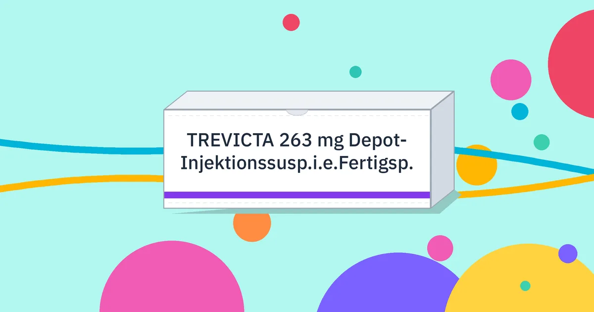 Symbolbild: Packung mit der Aufschrift TREVICTA 263 mg Depot-Injektionssusp.i.e.Fertigsp. (PZN 17283568) – Verfügbarkeit und Bezug in Apotheken in Frankfurt am Main