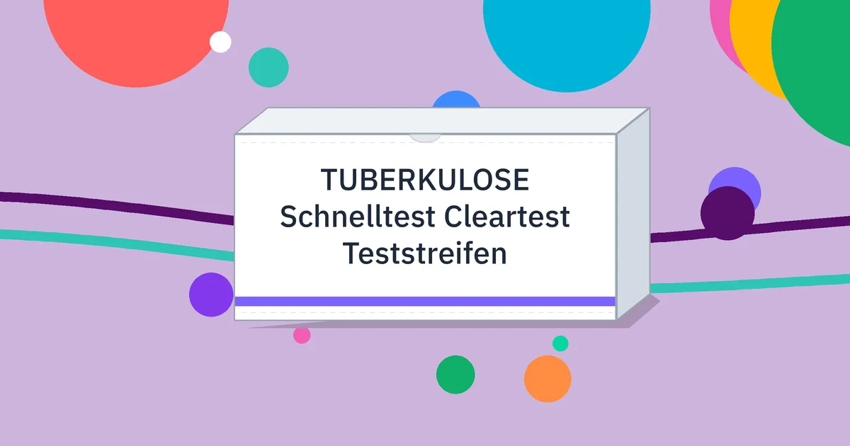 Symbolbild: Packung mit der Aufschrift TUBERKULOSE Schnelltest Cleartest Teststreifen (PZN 03464415) – Verfügbarkeit und Bezug in Apotheken in Frankfurt am Main