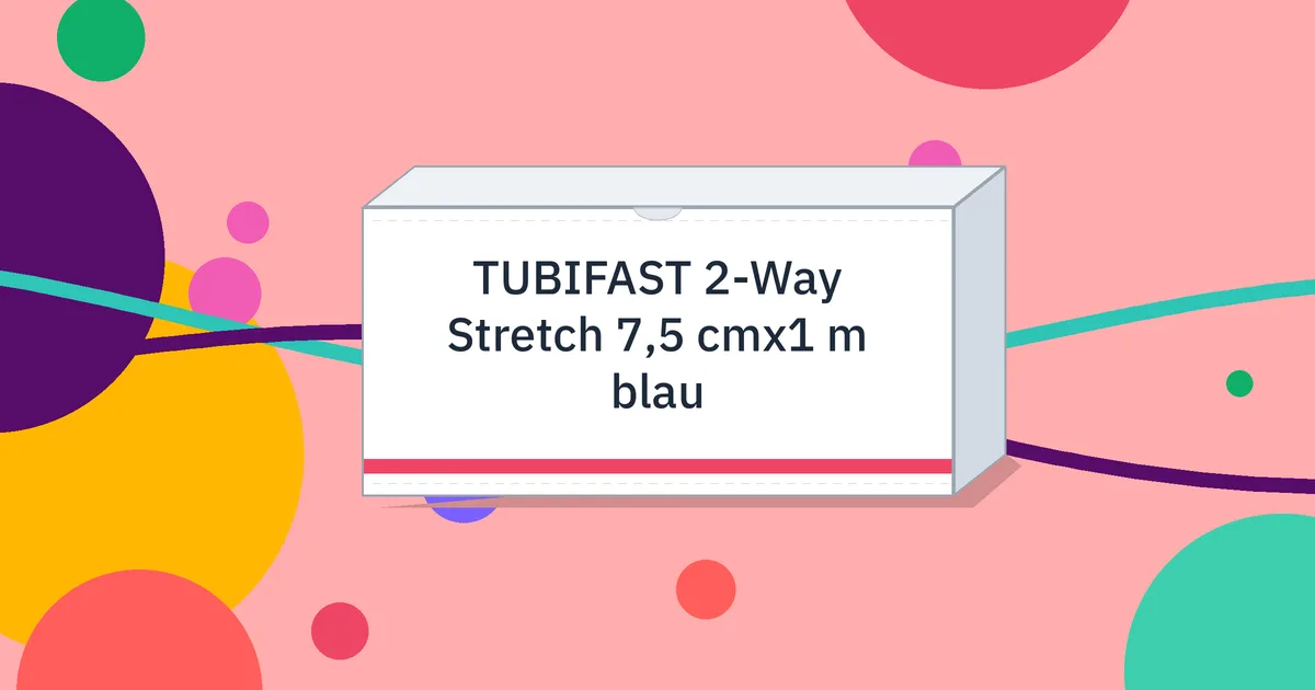 Symbolbild: Packung mit der Aufschrift TUBIFAST 2-Way Stretch 7,5 cmx1 m blau (PZN 09932797) – Verfügbarkeit und Bezug in Apotheken in Frankfurt am Main