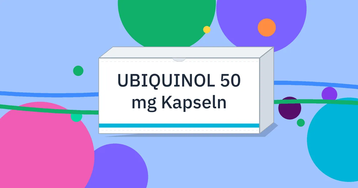 Symbolbild: Packung mit der Aufschrift UBIQUINOL 50 mg Kapseln (PZN 17589327) – Verfügbarkeit und Bezug in Apotheken in Frankfurt am Main
