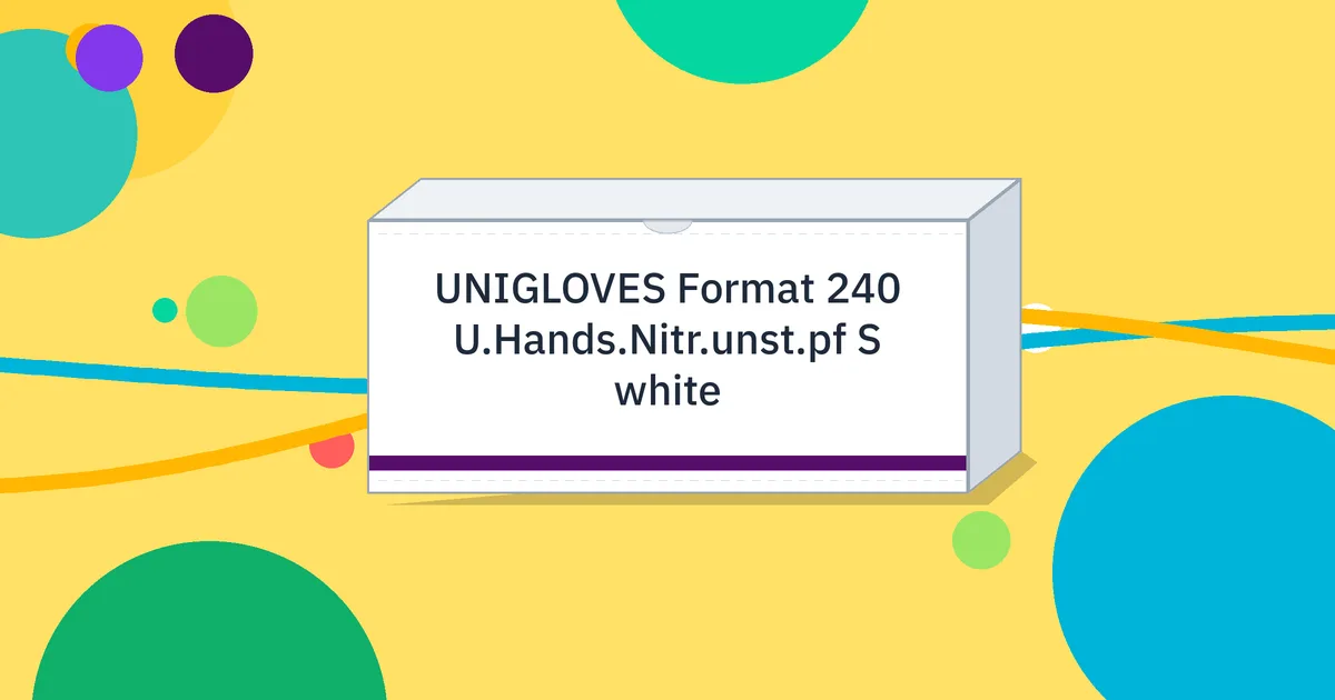 Symbolbild: Packung mit der Aufschrift UNIGLOVES Format 240 U.Hands.Nitr.unst.pf S white (PZN 18100446) – Verfügbarkeit und Bezug in Apotheken in Frankfurt am Main