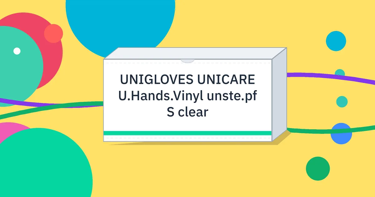 Symbolbild: Packung mit der Aufschrift UNIGLOVES UNICARE U.Hands.Vinyl unste.pf S clear (PZN 20118873) – Verfügbarkeit und Bezug in Apotheken in Frankfurt am Main