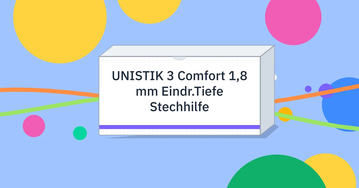Symbolbild: Packung mit der Aufschrift UNISTIK 3 Comfort 1,8 mm Eindr.Tiefe Stechhilfe (PZN 03802421) – Verfügbarkeit und Bezug in Apotheken in Frankfurt am Main