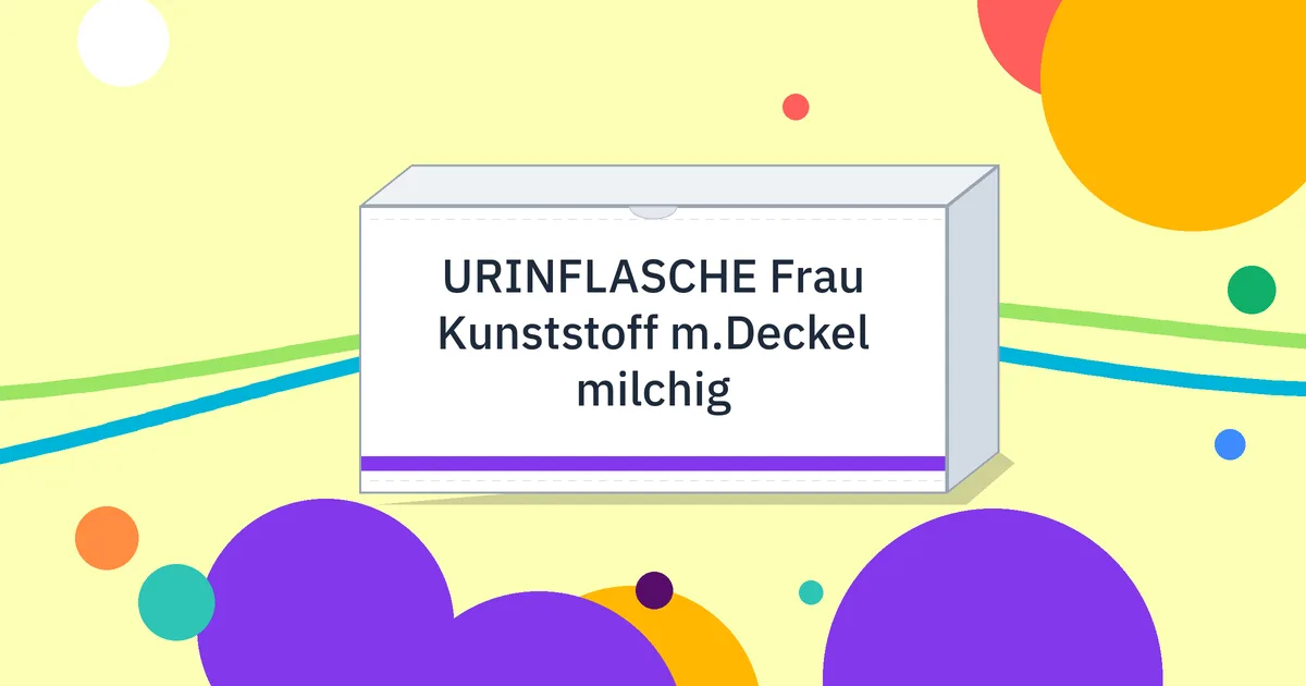 Symbolbild: Packung mit der Aufschrift URINFLASCHE Frau Kunststoff m.Deckel milchig (PZN 03168881) – Verfügbarkeit und Bezug in Apotheken in Frankfurt am Main