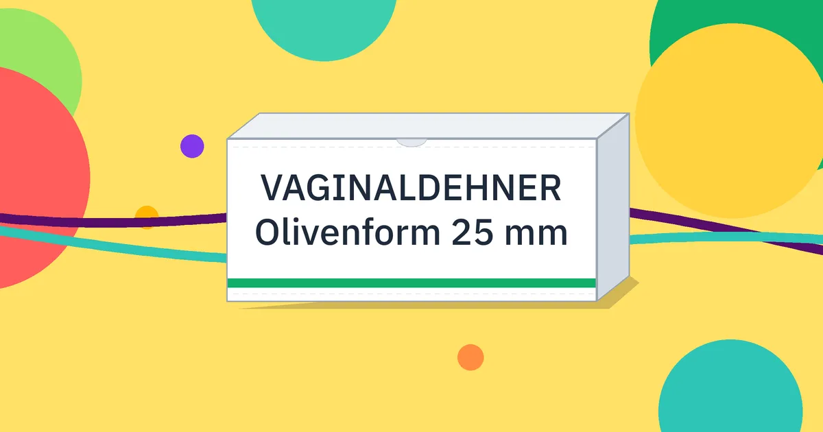Symbolbild: Packung mit der Aufschrift VAGINALDEHNER Olivenform 25 mm (PZN 16356905) – Verfügbarkeit und Bezug in Apotheken in Frankfurt am Main