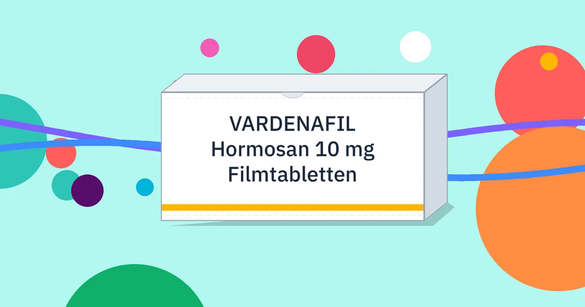 Symbolbild: Packung mit der Aufschrift VARDENAFIL Hormosan 10 mg Filmtabletten (PZN 16834078) – Verfügbarkeit und Bezug in Apotheken in Frankfurt am Main