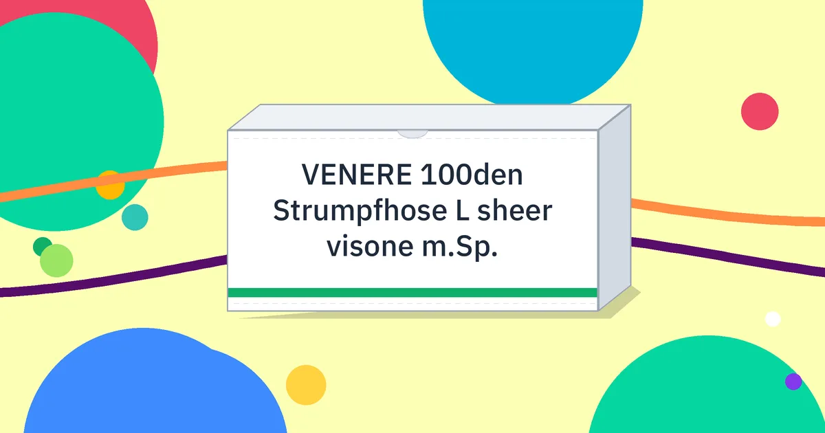 Symbolbild: Packung mit der Aufschrift VENERE 100den Strumpfhose L sheer visone m.Sp. (PZN 16170945) – Verfügbarkeit und Bezug in Apotheken in Frankfurt am Main