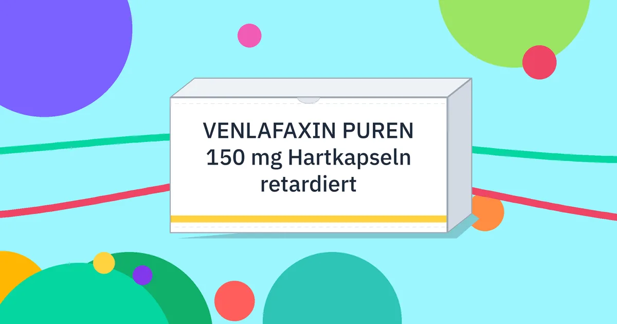 Symbolbild: Packung mit der Aufschrift VENLAFAXIN PUREN 150 mg Hartkapseln retardiert (PZN 18319015) – Verfügbarkeit und Bezug in Apotheken in Frankfurt am Main