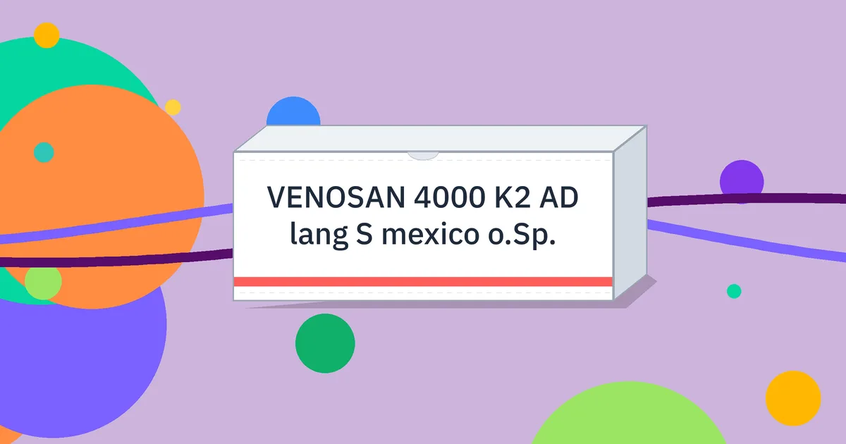 Symbolbild: Packung mit der Aufschrift VENOSAN 4000 K2 AD lang S mexico o.Sp. (PZN 14423721) – Verfügbarkeit und Bezug in Apotheken in Frankfurt am Main