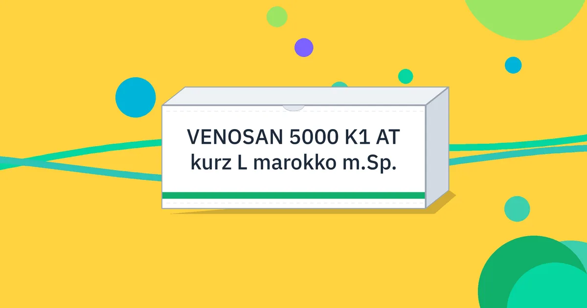 Symbolbild: Packung mit der Aufschrift VENOSAN 5000 K1 AT kurz L marokko m.Sp. (PZN 14431293) – Verfügbarkeit und Bezug in Apotheken in Frankfurt am Main