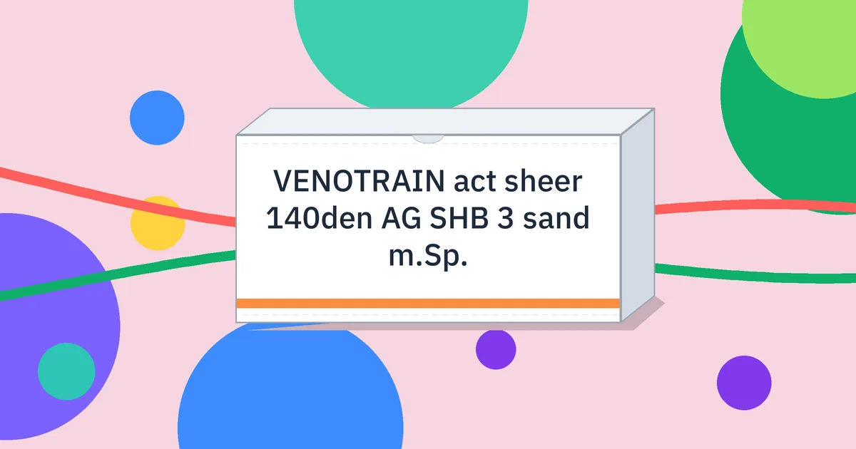 Symbolbild: Packung mit der Aufschrift VENOTRAIN act sheer 140den AG SHB 3 sand m.Sp. (PZN 16208607) – Verfügbarkeit und Bezug in Apotheken in Frankfurt am Main