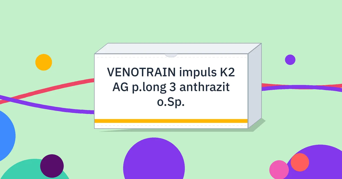 Symbolbild: Packung mit der Aufschrift VENOTRAIN impuls K2 AG p.long 3 anthrazit o.Sp. (PZN 15212765) – Verfügbarkeit und Bezug in Apotheken in Frankfurt am Main