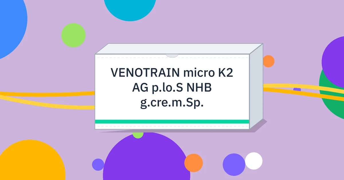 Symbolbild: Packung mit der Aufschrift VENOTRAIN micro K2 AG p.lo.S NHB g.cre.m.Sp. (PZN 05999103) – Verfügbarkeit und Bezug in Apotheken in Frankfurt am Main