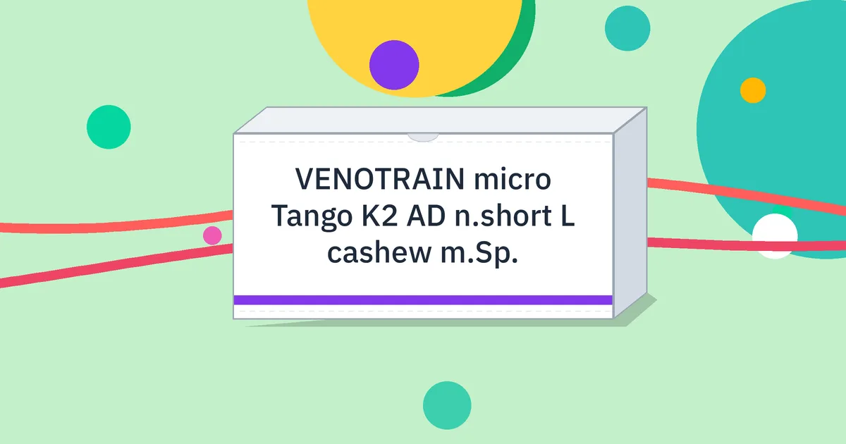 Symbolbild: Packung mit der Aufschrift VENOTRAIN micro Tango K2 AD n.short L cashew m.Sp. (PZN 20765696) – Verfügbarkeit und Bezug in Apotheken in Frankfurt am Main