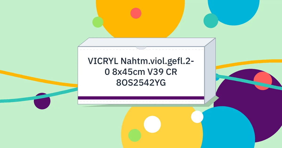 Symbolbild: Packung mit der Aufschrift VICRYL Nahtm.viol.gefl.2-0 8x45cm V39 CR 8OS2542YG (PZN 20896398) – Verfügbarkeit und Bezug in Apotheken in Frankfurt am Main